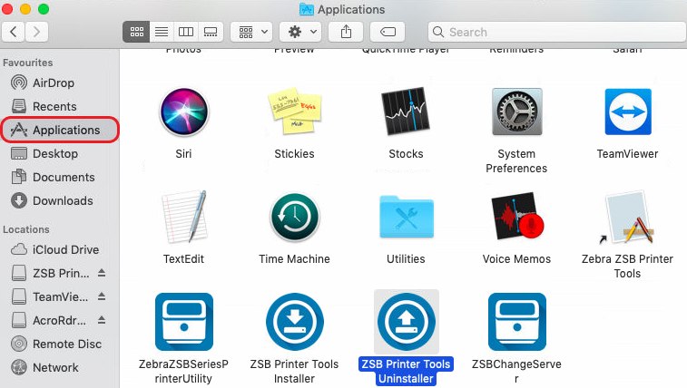 Uninstall ZSB Printer Tools from Mac