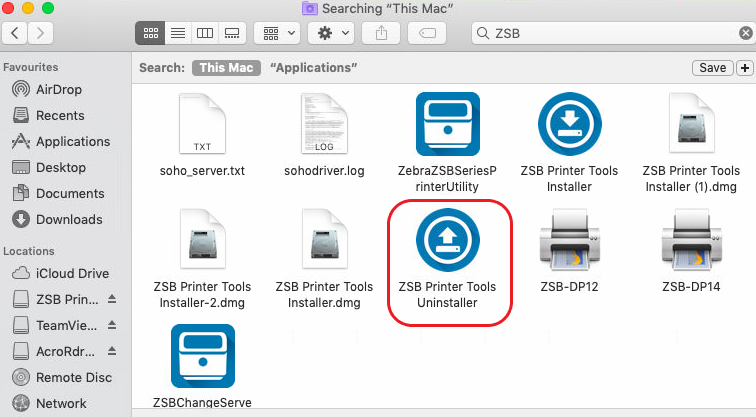 Uninstall ZSB Printer Tools from Mac