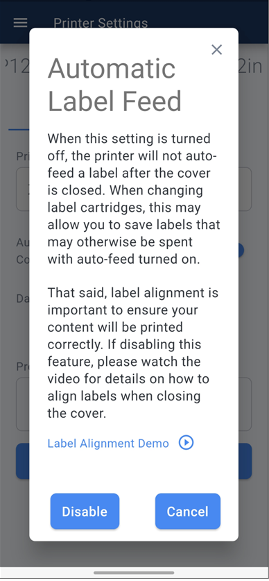 Disabling Auto Label Feed
