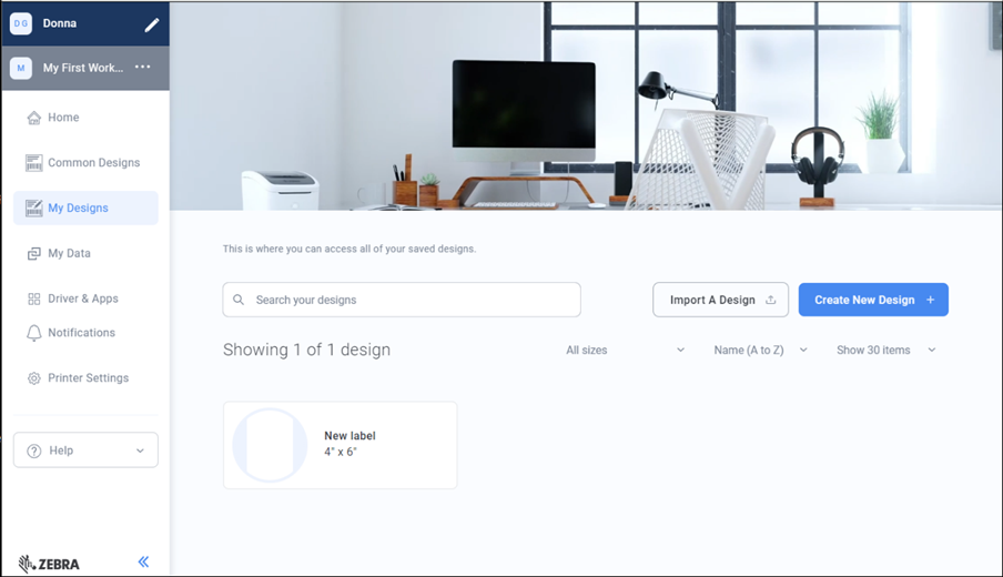 Create and Print a Label in Your ZSB Workspace