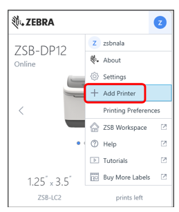 Adding Printer via ZSB Driver on Windows