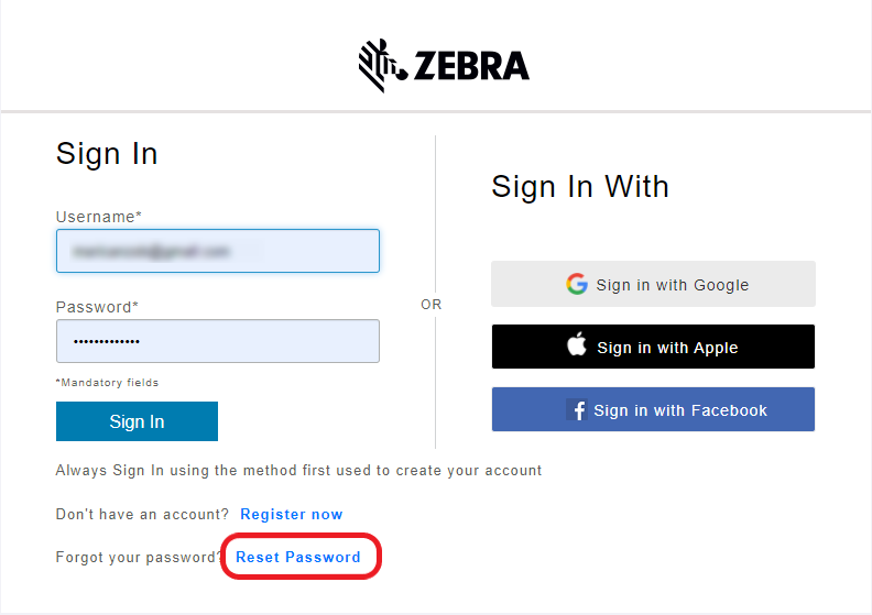 ZSB Password Reset