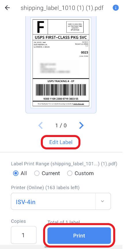 Print a Shopify Shipping Label from a Mobile Device