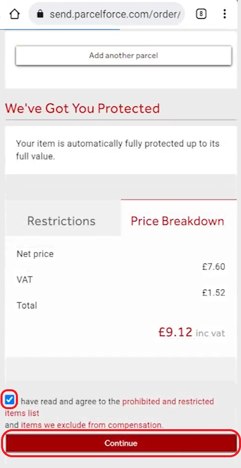 Print a Parcelforce Shipping Label on a Mobile Device