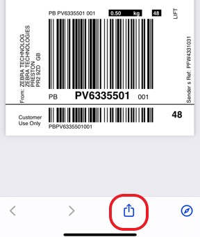 Print a Parcelforce Shipping Label on a Mobile Device