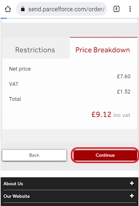 Print a Parcelforce Shipping Label on a Mobile Device