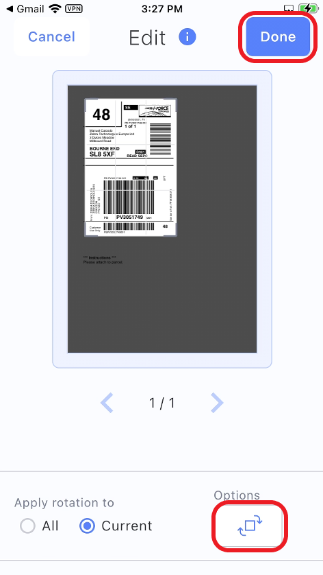 Print a Parcelforce Shipping Label on a Mobile Device