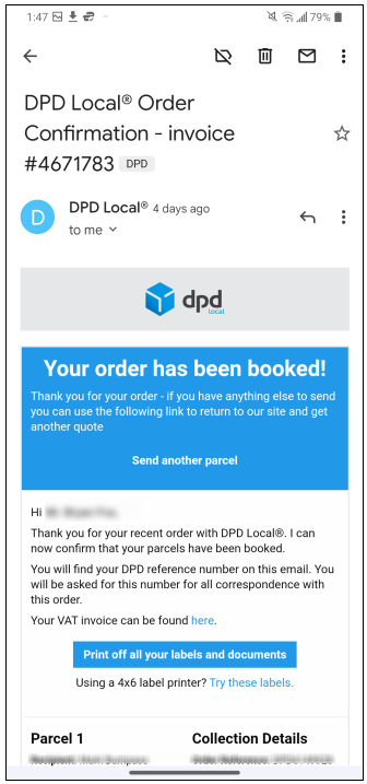 Print a DPD Shipping Label from a Mobile Device