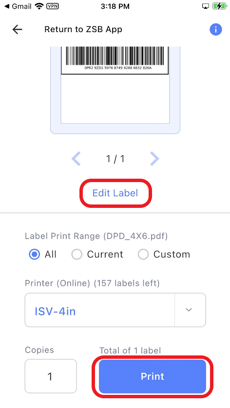Print a DPD Shipping Label from a Mobile Device