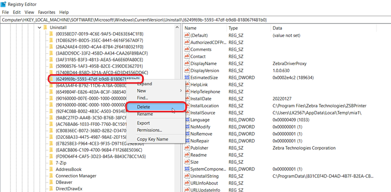 Uninstalling ZSB Printer Tools from PC