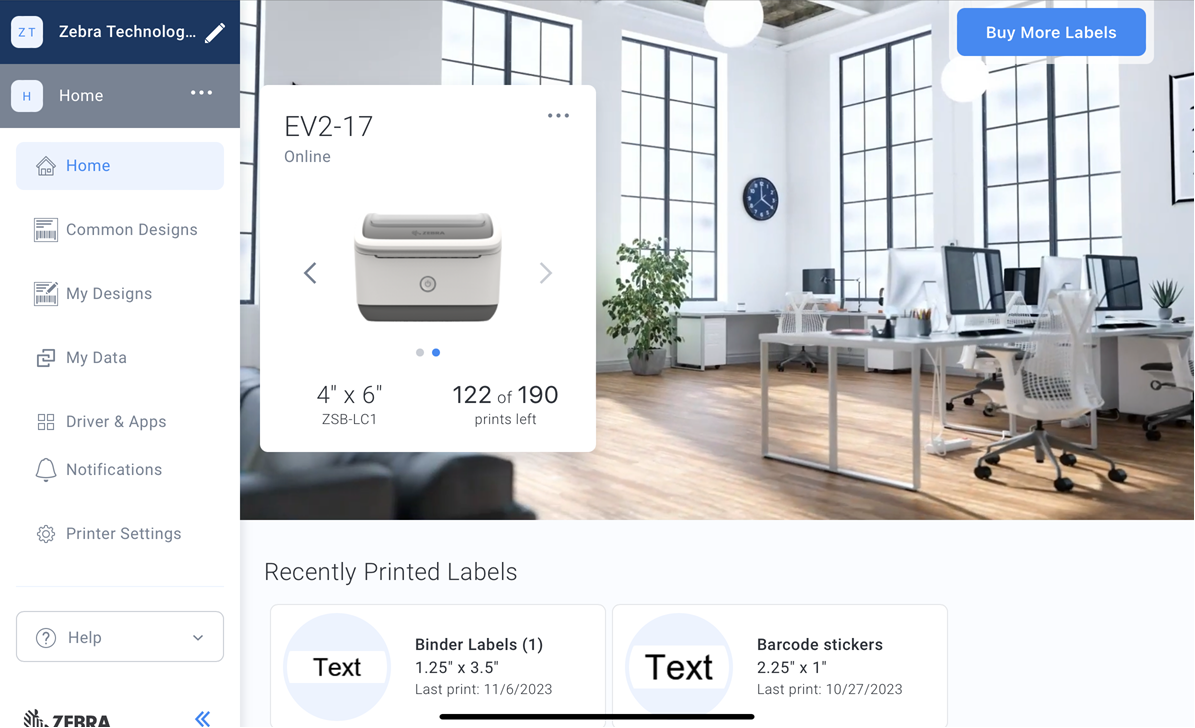 ZSB Workspace Label Design on Tablets