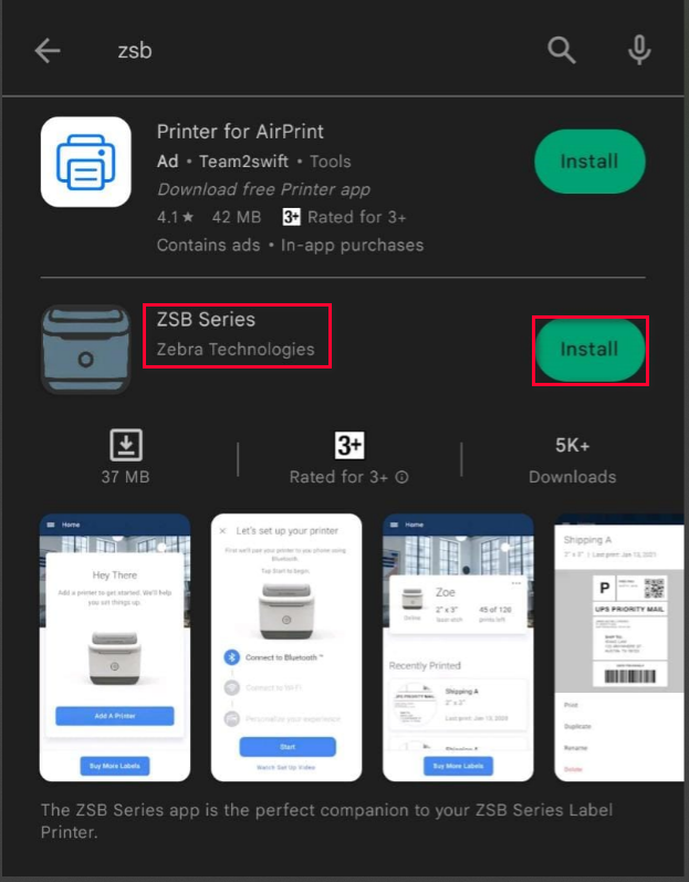 Using Android PrintService with ZSB Series Printers