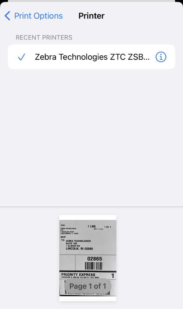 Using AirPrint® with ZSB Series Printers