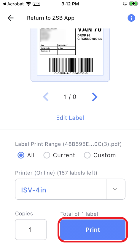 Print an Evri (Formerly Hermes) Shipping Label from a Mobile Device