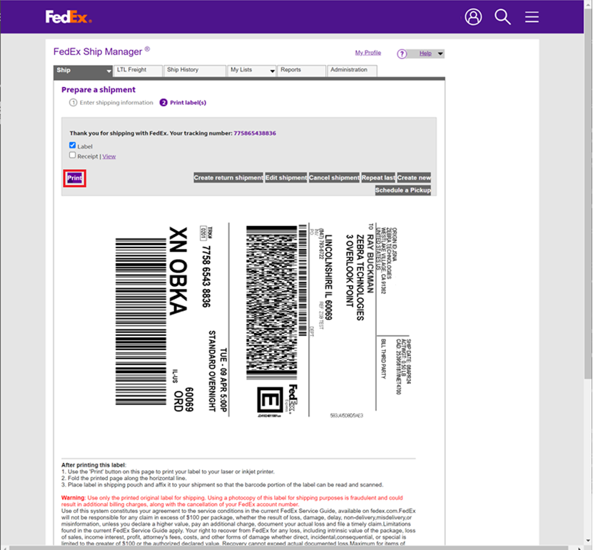 Printing 8.5” x 11” FedEx Sheets onto 4” x 6” Labels (Google Chrome and ...