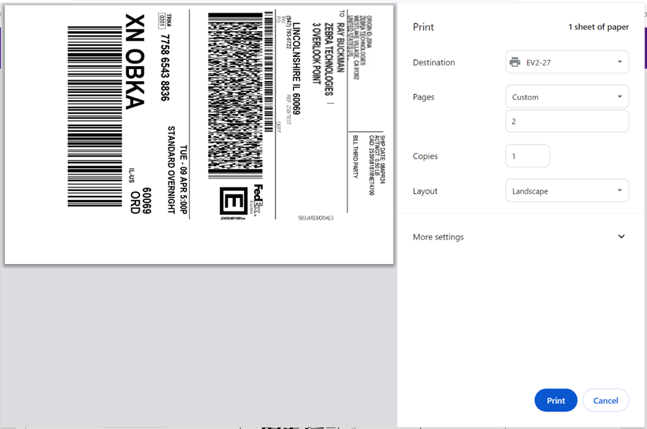 Printing 8.5” x 11” FedEx Sheets onto 4” x 6” Labels (Google Chrome and ...