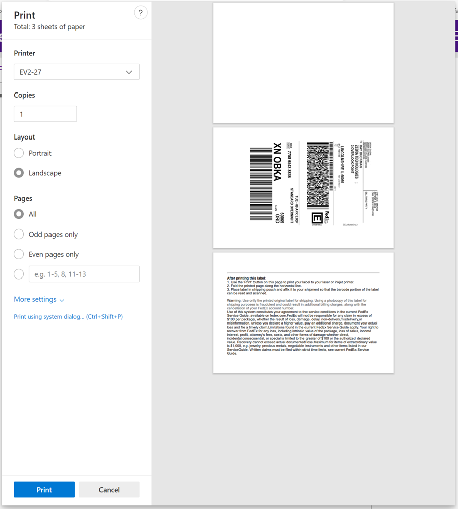 Printing 8.5” x 11” FedEx Sheets onto 4” x 6” Labels (Google Chrome and ...