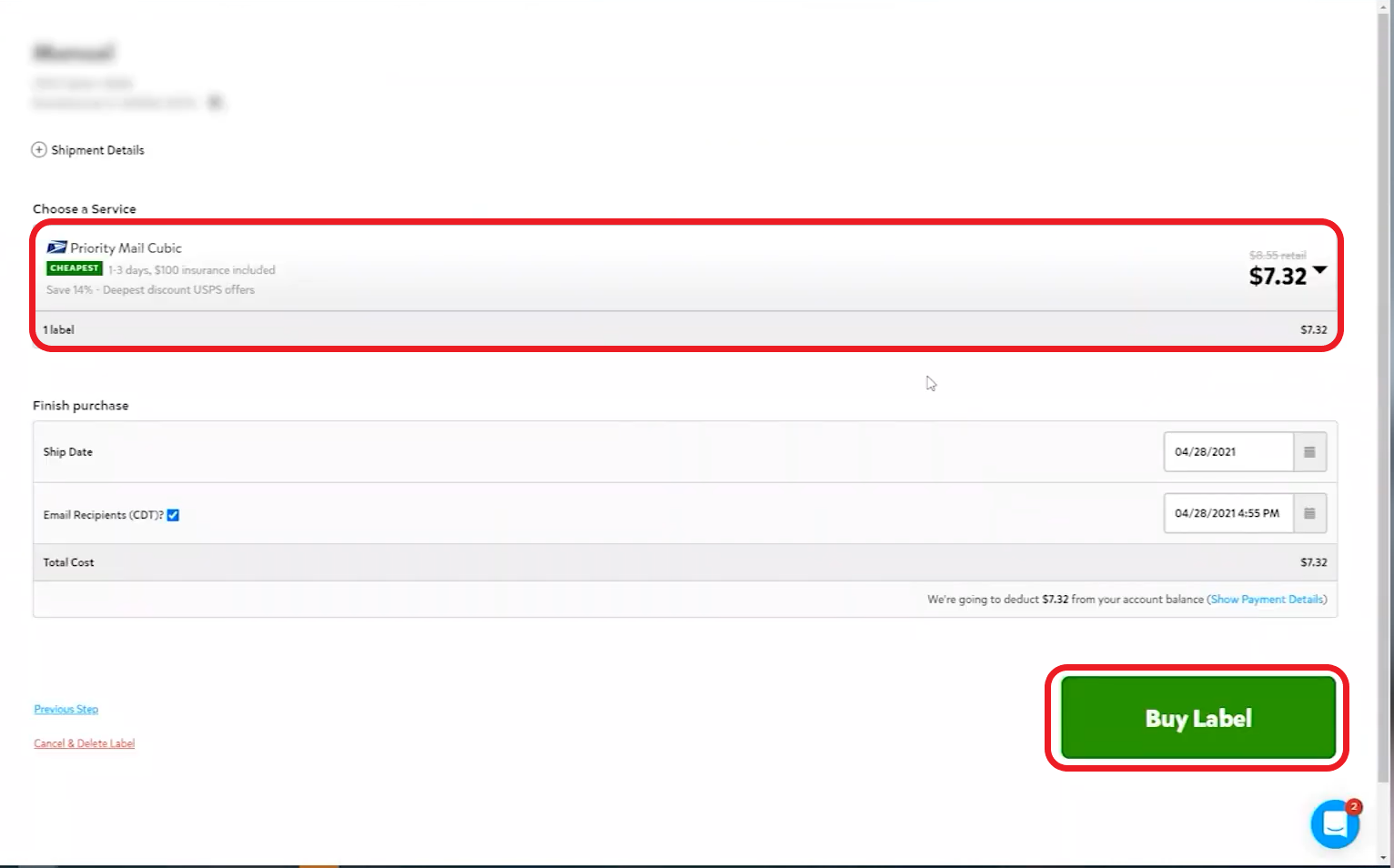 Print a Shipping Label from Pirate Ship