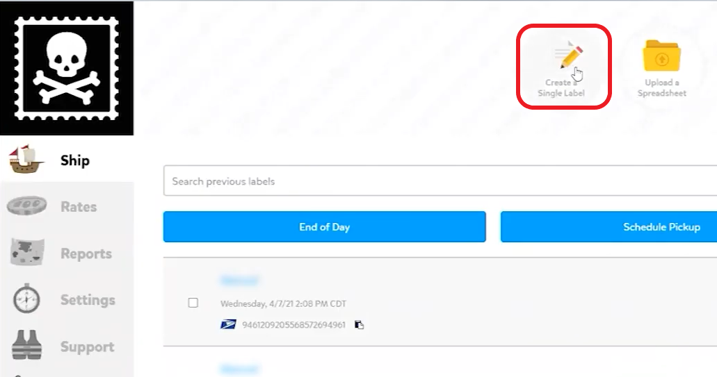 Print a Shipping Label from Pirate Ship